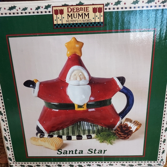 Debbie Mumm | Holiday | Santa Star Teapot By Debbie Mumm New | Poshmark